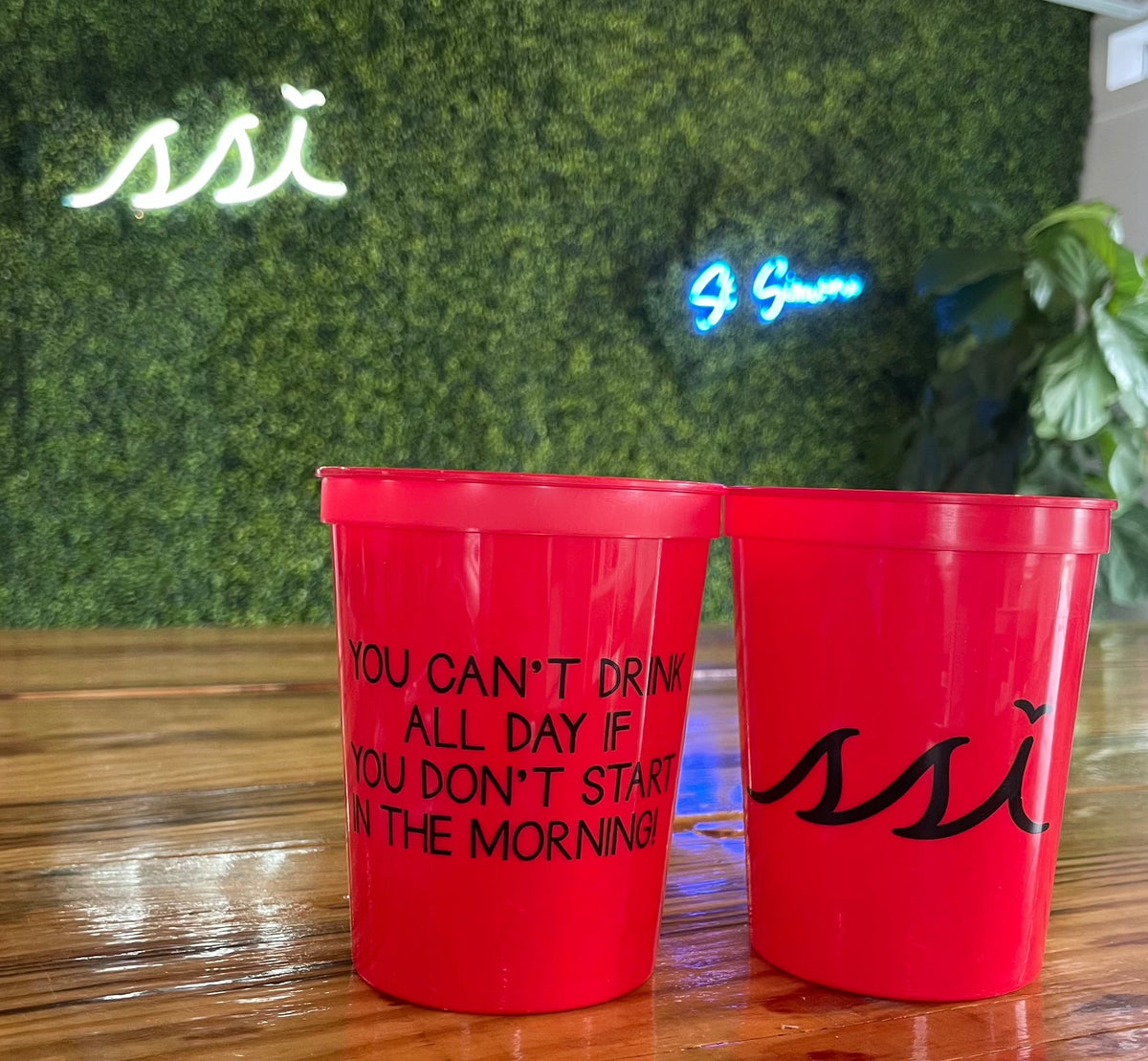 Stack of 10 16oz stadium cups Red with black logo & “YOU CAN’T DRINK A ...