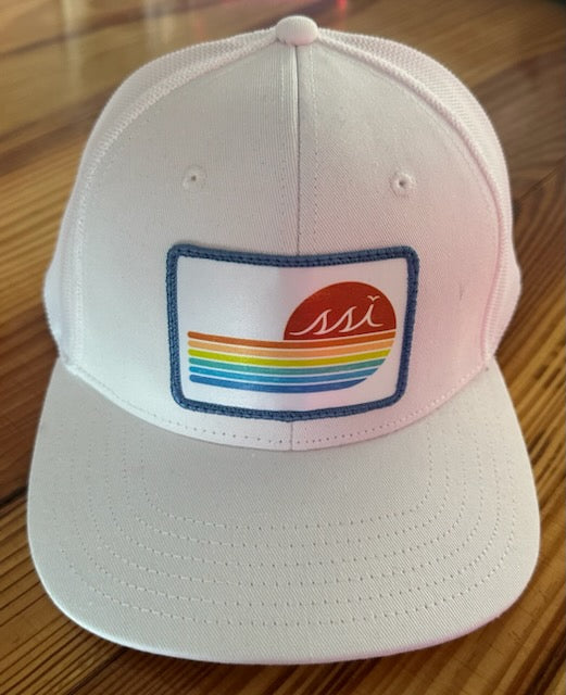 White Proflex Hat / White Patch, Blue Border, Retro Logo/ White Mesh ...