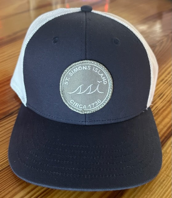 Navy Proflex Hat / Grey Circle Patch Patch, White Logo/ White Mesh / A ...