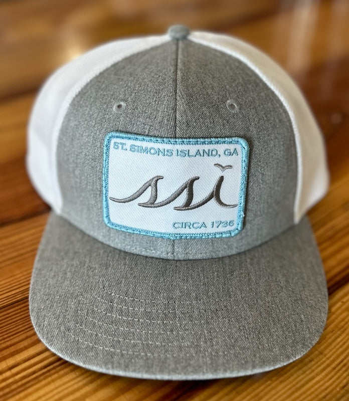 Heathered Gray Proflex Hat / White Patch, Light Blue Border, Gray Logo ...