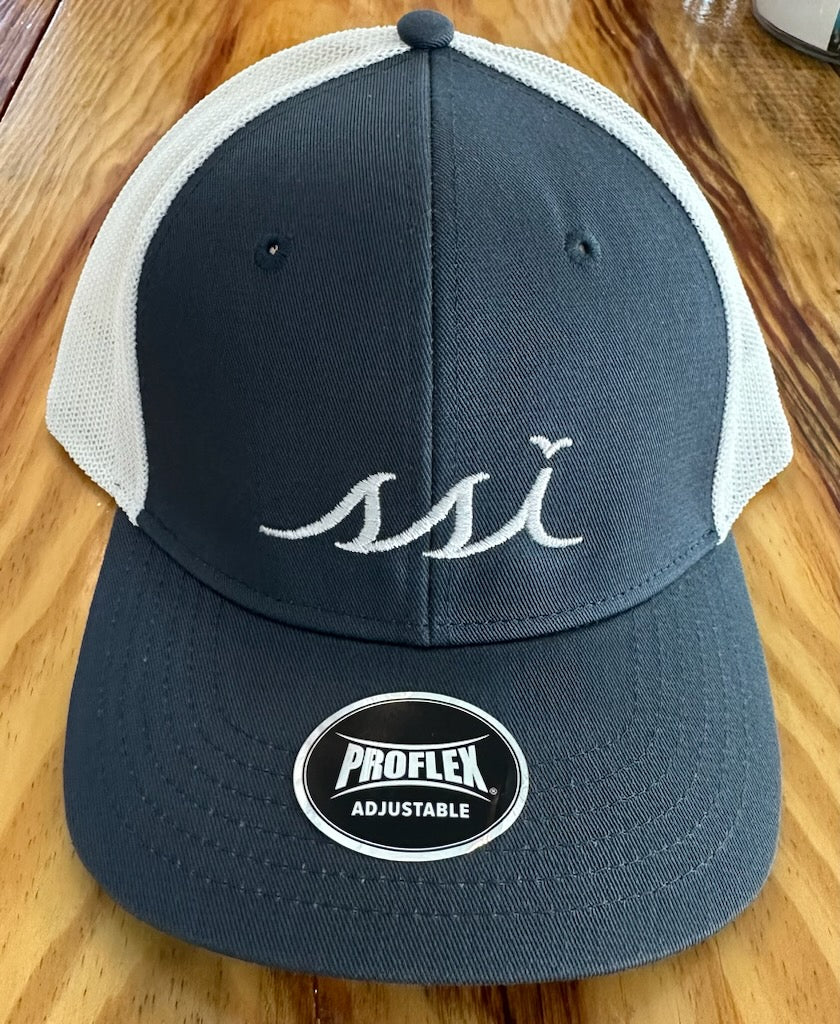 Navy/Gray Proflex Hat with White Mesh Back / White Logo – SSI Lifestyle