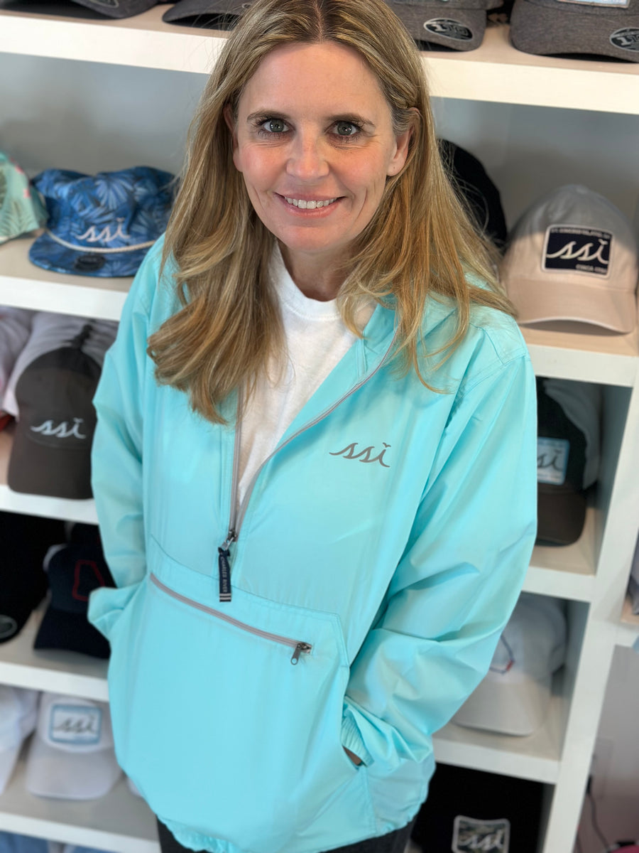 Aqua Rain Jacket - Charles River Pack-N-Go Pullover with Reflective Lo ...