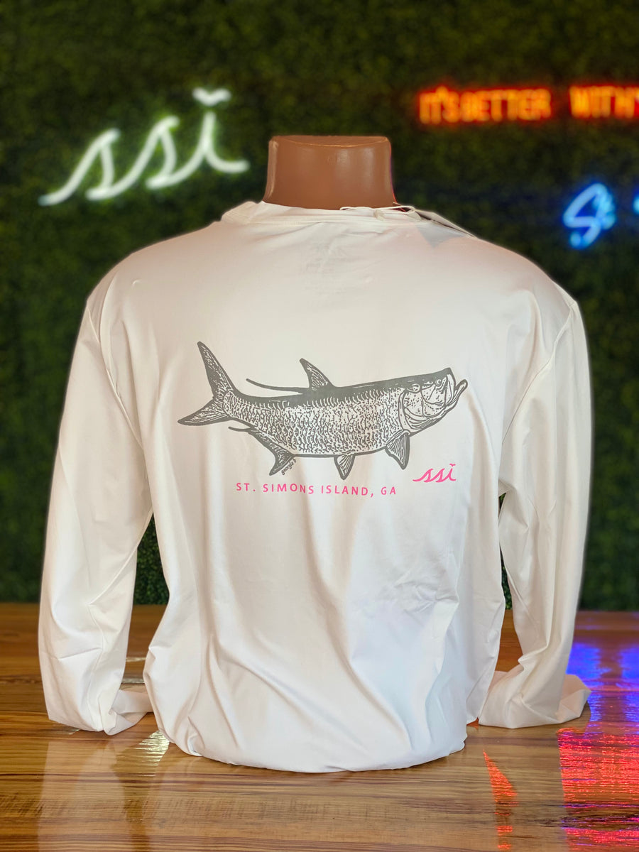 Kids SPF 50 White w/ Pink Logo Rash Guard / Sun Shirt, Long Sleeve ...